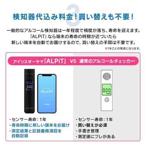 アルコールチェッカー 携帯型 クラウド無し 乾電池4本付き IR-AC002 1916416│アイリスプラザ│アイリスオーヤマ公式通販サイト