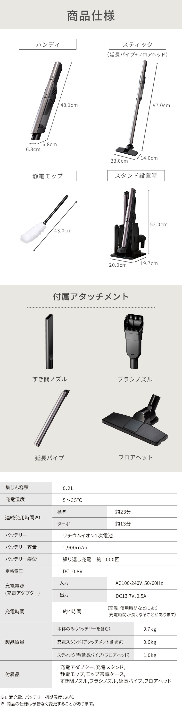 充電式ハンディクリーナー マルチツールセット HCD-A1M-T ブラウンメタリック H288665