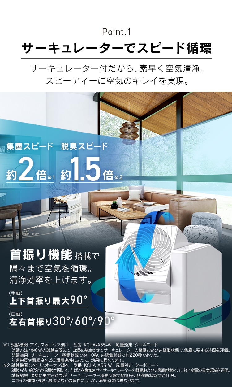 空気清浄機 25畳 サーキュレーター付 加湿 イオンモード KCHA 空気清浄機 25畳 サーキュレーター付 加湿 イオンモード KCHA