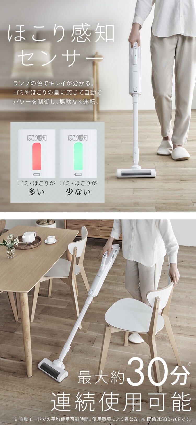 掃除機 コードレス 紙パック 自走式 SBD-76P-W H297700F│アイリスプラザ│アイリスオーヤマ公式通販サイト