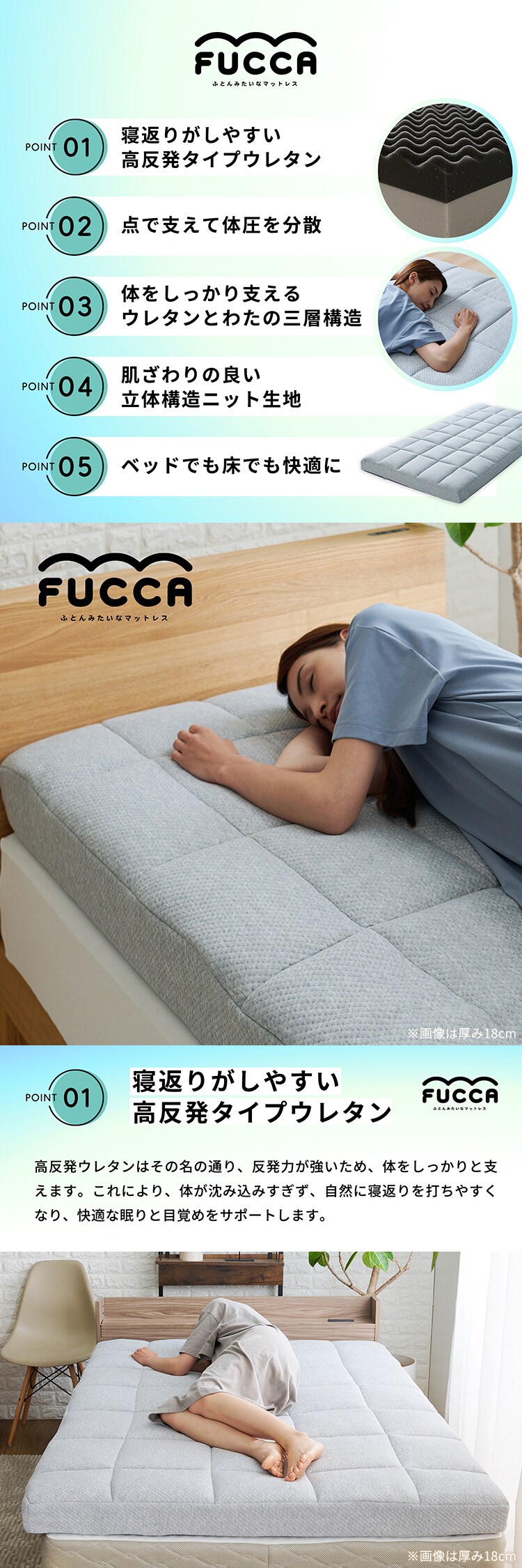 Fucca ふとん屋さんマットレス グレー 厚さ12cm N2407M12-GY 【プラザセレクト】 7269780│アイリスオーヤマ公式通販 ...