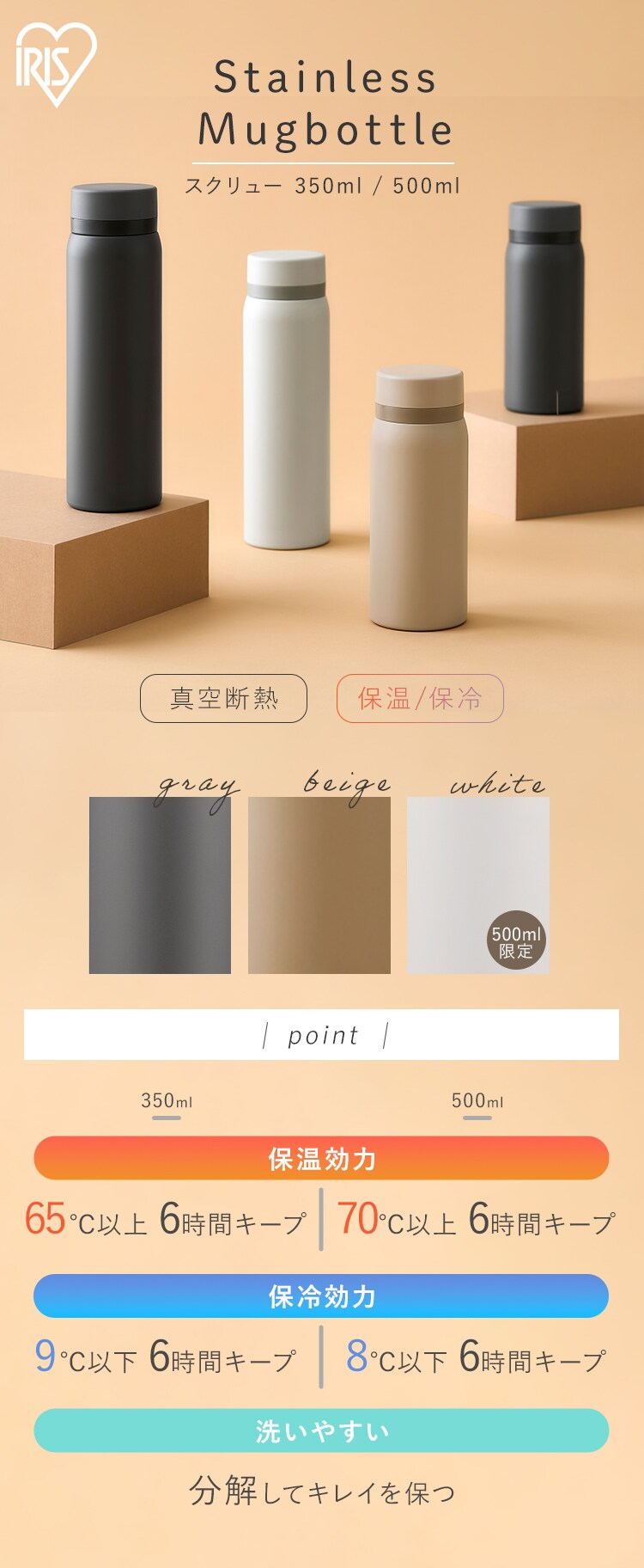 ステンレスケータイボトル スクリュー 350ml SKB-S350 全2色 106487